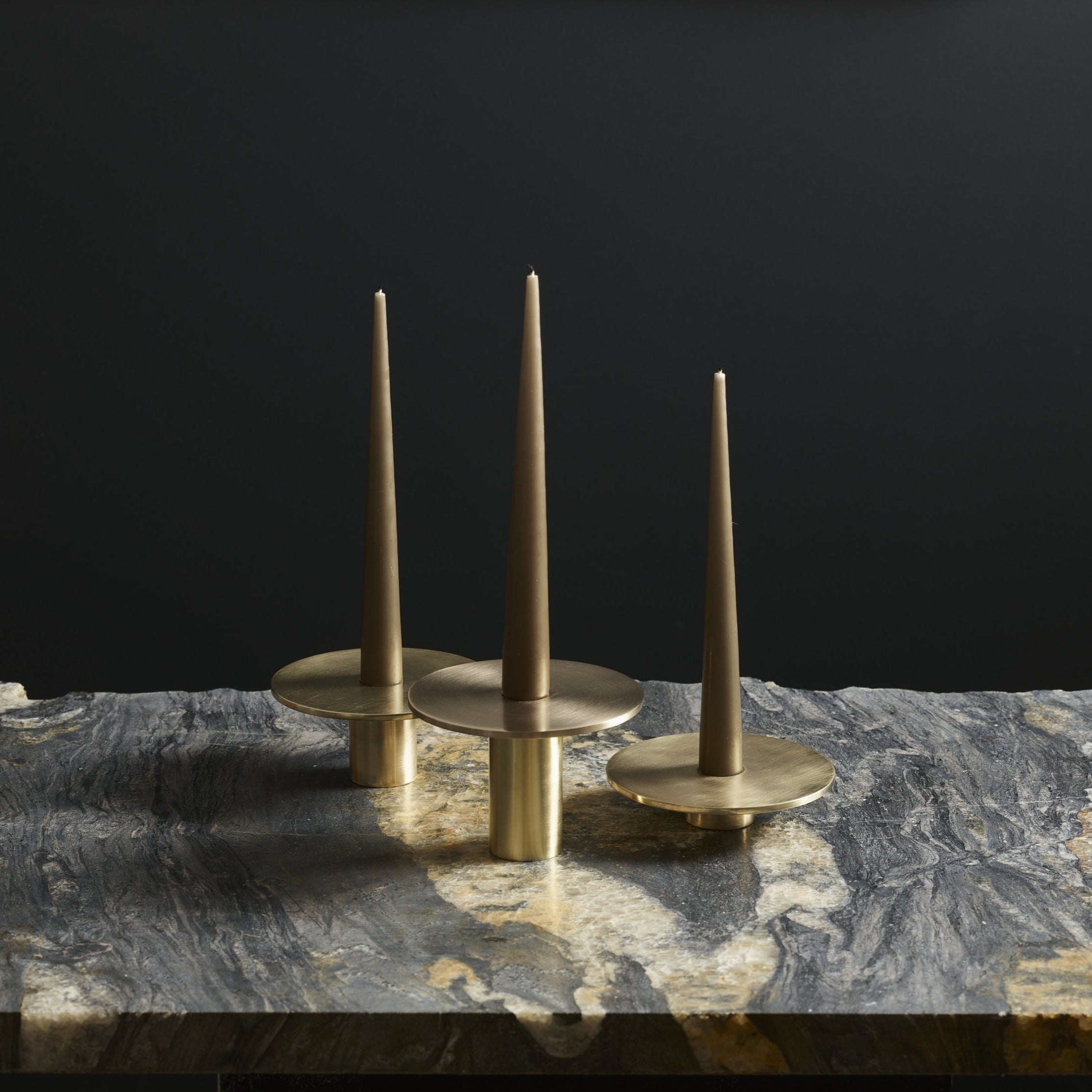 Eclipse candle holder in solid brass, Brushed finish – Aaron Probyn